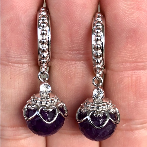 Dallas Prince | Jewelry | Dallas Prince Sterling 5 Amethyst Hoop ...